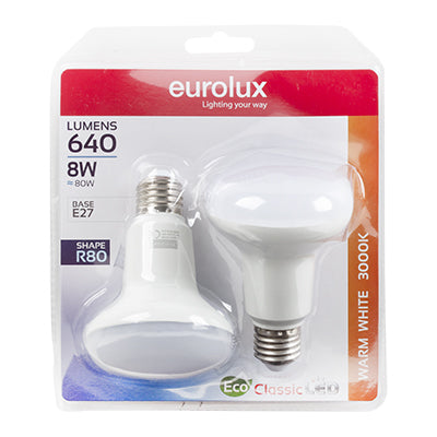LED R80 Reflector E27 Complimentary 8w 3000K Blister Twin – STEP ...