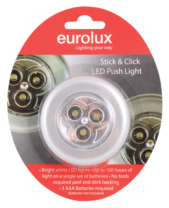 Stick 'n Click Push Light Silver Single – STEP Building Supplies