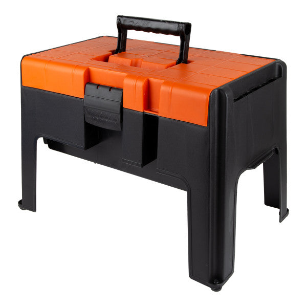 BIG JIM STEP STOOL TOOLBOX ORANGE – STEP Building Supplies